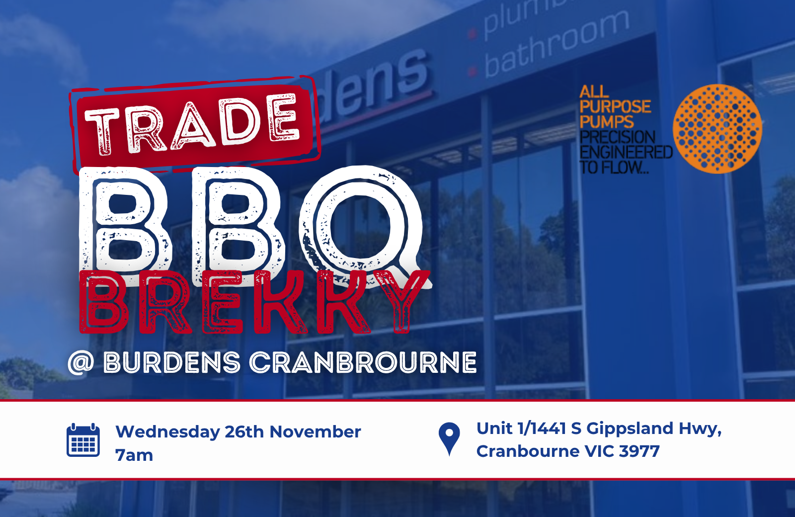 Burdens Cranbourne Trade Breakfast: Meet All Purpose Pumps & Start You