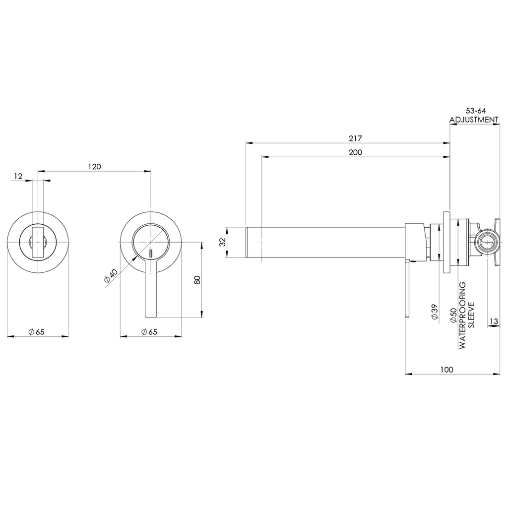 Phoenix Lexi Mkii Switchmix Wall Basin Mixer Set 200Mm Fit-Off Kit Bru