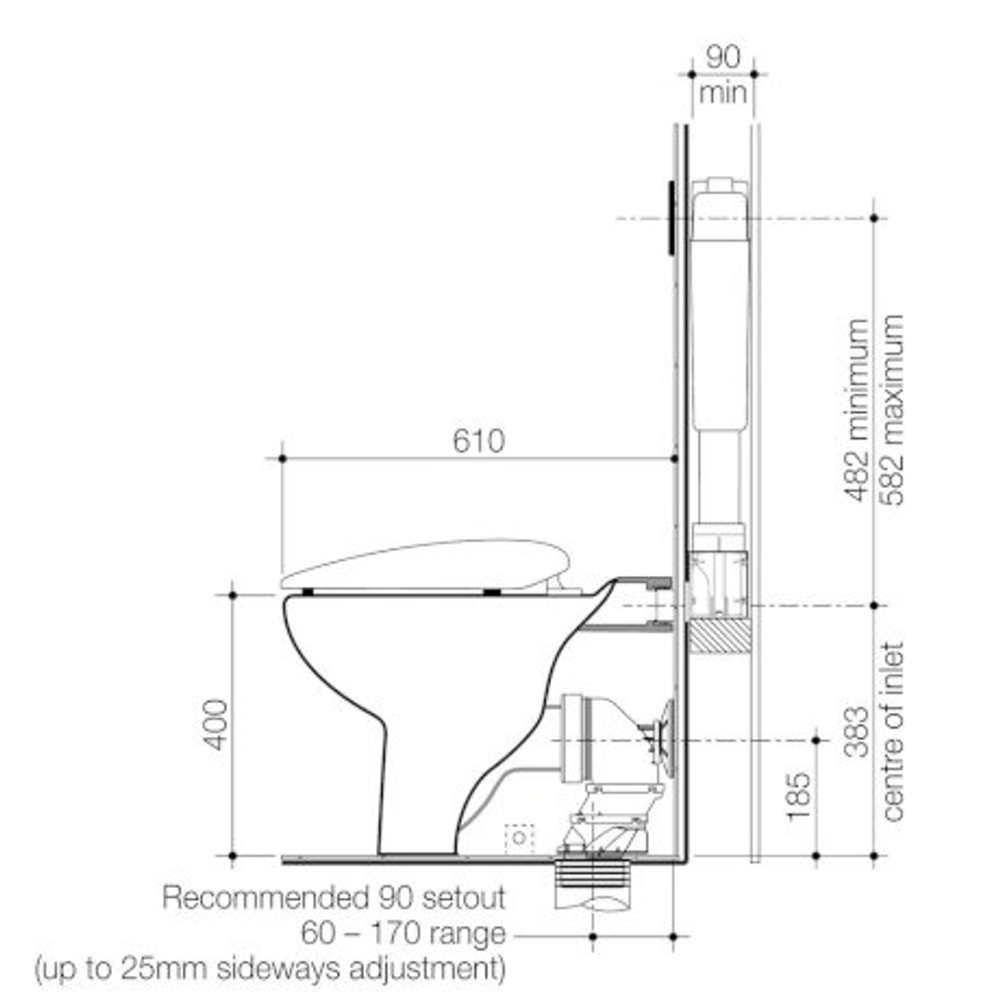 Caroma Leda Invisi Series II Toilet Suite Wall Faced White