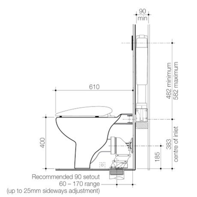 Caroma Leda Invisi Series II Toilet Suite Wall Faced White