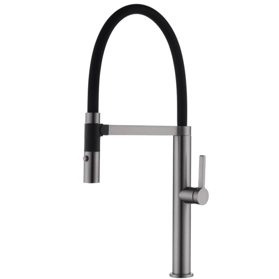 ECT ROMEO BRUSHED NICKEL SINK MIXER WITH BLACK HOSE
