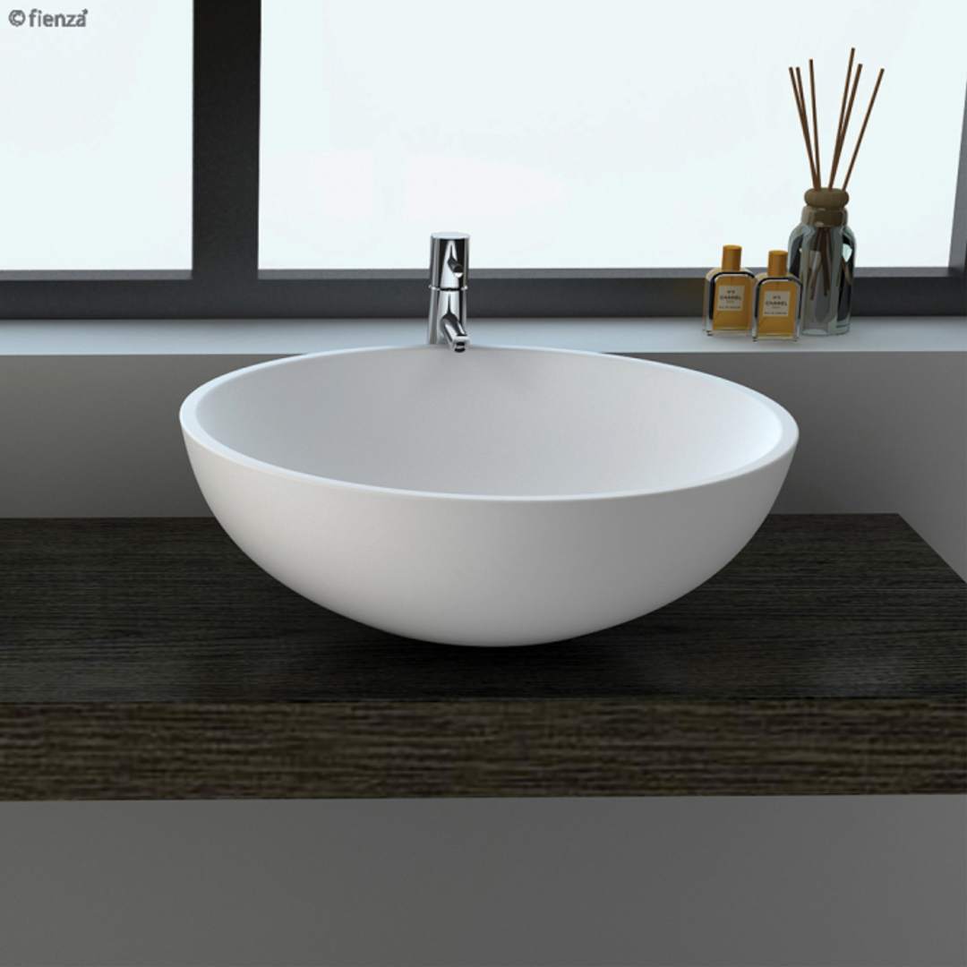 Fienza Lexy Solid Surface Cast Stone Basin Matte White Csb038