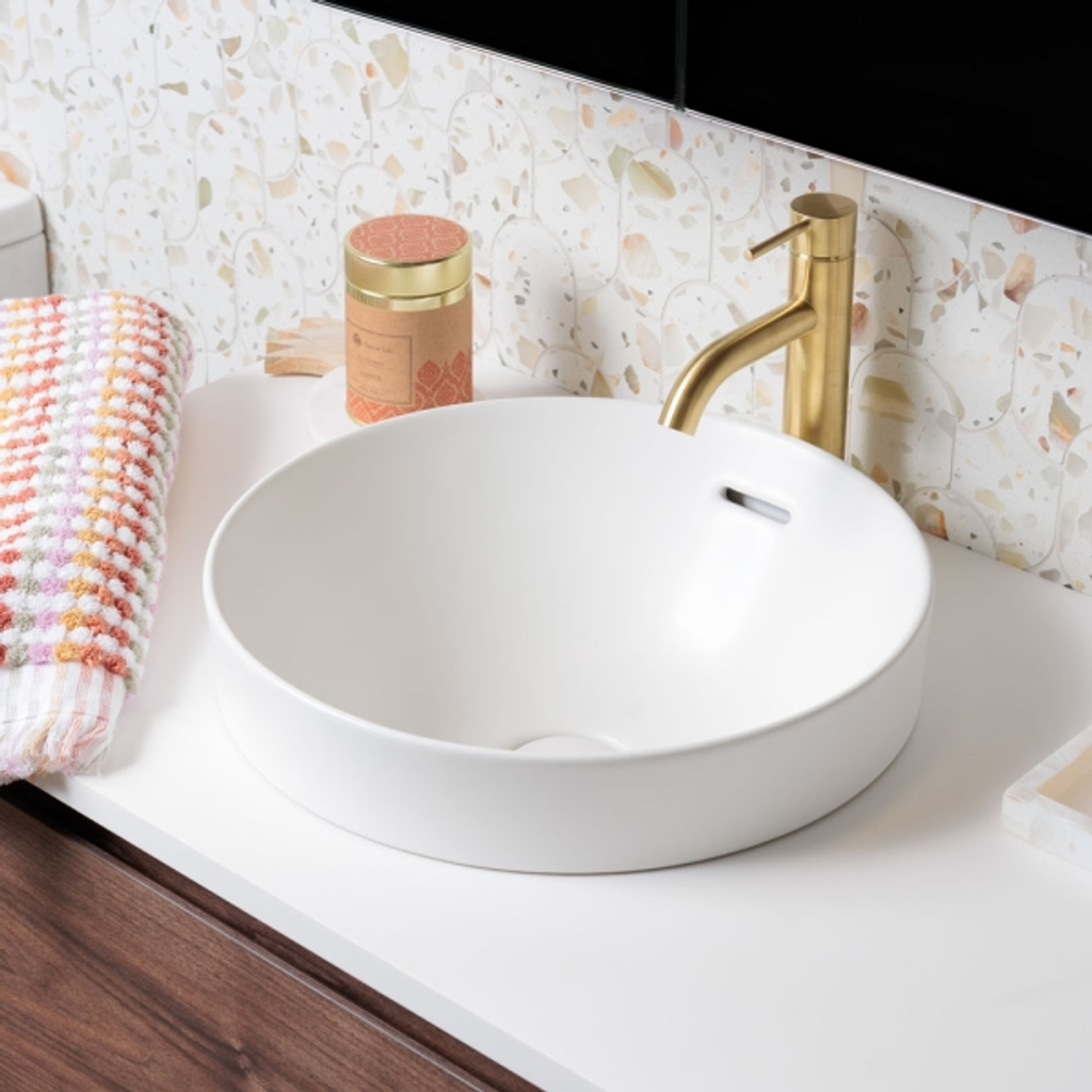 Fienza Aluca Round Semi-Inset Basin Matte White