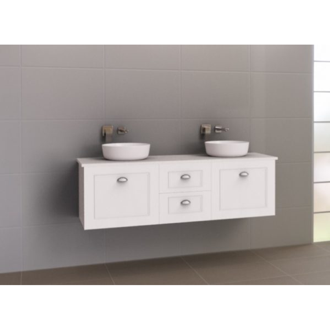 Timberline Victoria Wall Hung Vanity 1500mm Double Bowl
