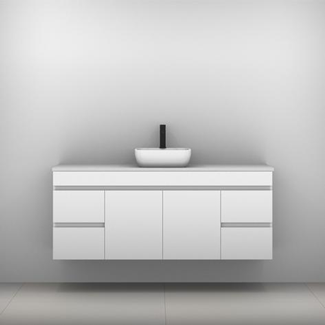 TIMBERLINE BARGO VANITY 600MM CENTRE WG BASIN SILKSURFACE AC TOP WALL