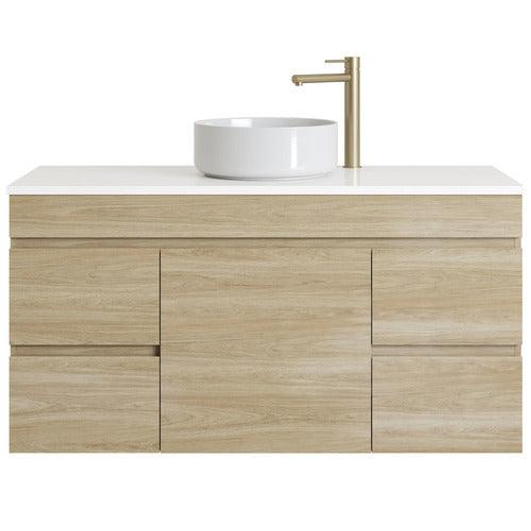 TIMBERLINE BARGO VANITY 900MM CENTRE WG BASIN SILKSURFACE AC TOP WALL