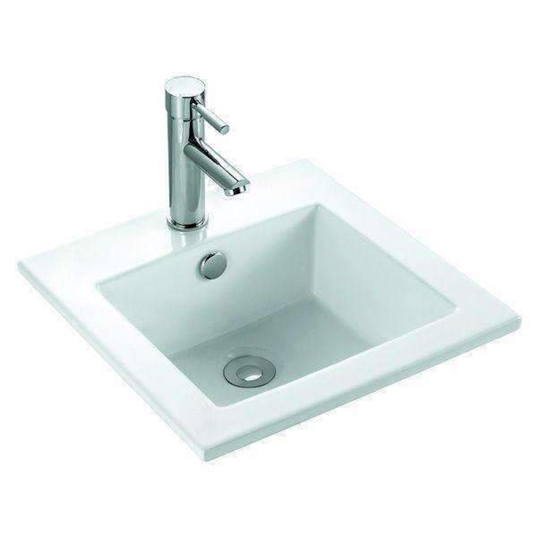Aspire Unity Square Inset Basin White 1 Tap Hole 425 X 425 X 170