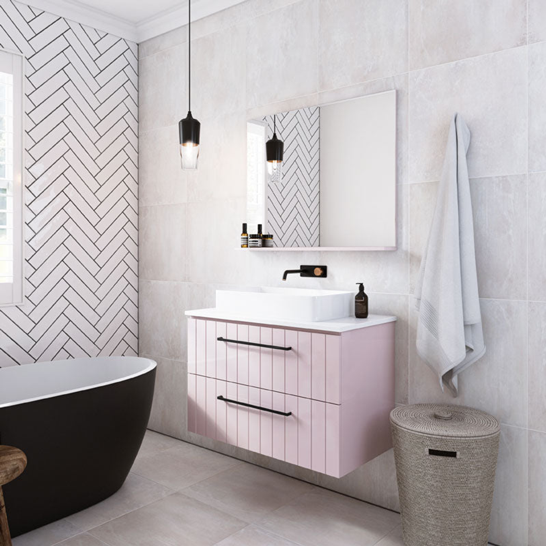TIMBERLINE HENLEY 900MM WALL HUNG VANITY CENTRE WHITE GLOSS BASIN AC T